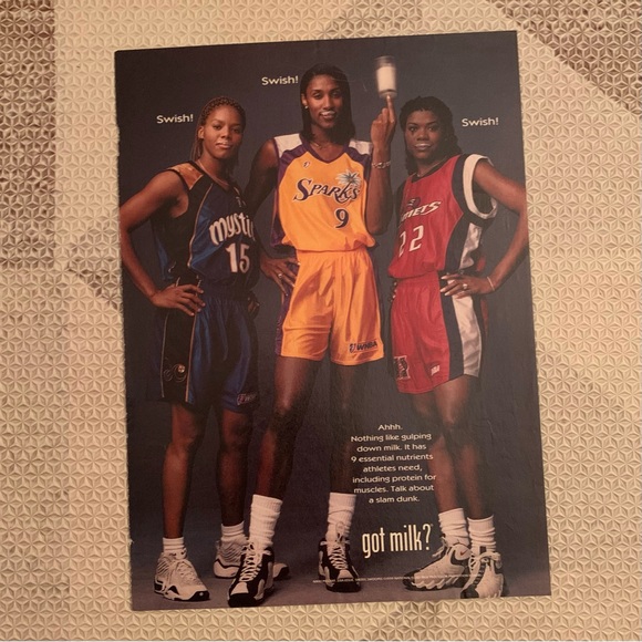 Art | Vintage Milk Ad Nikki Mccray Lisa Leslie Sheryl Swoopes Wnba ...